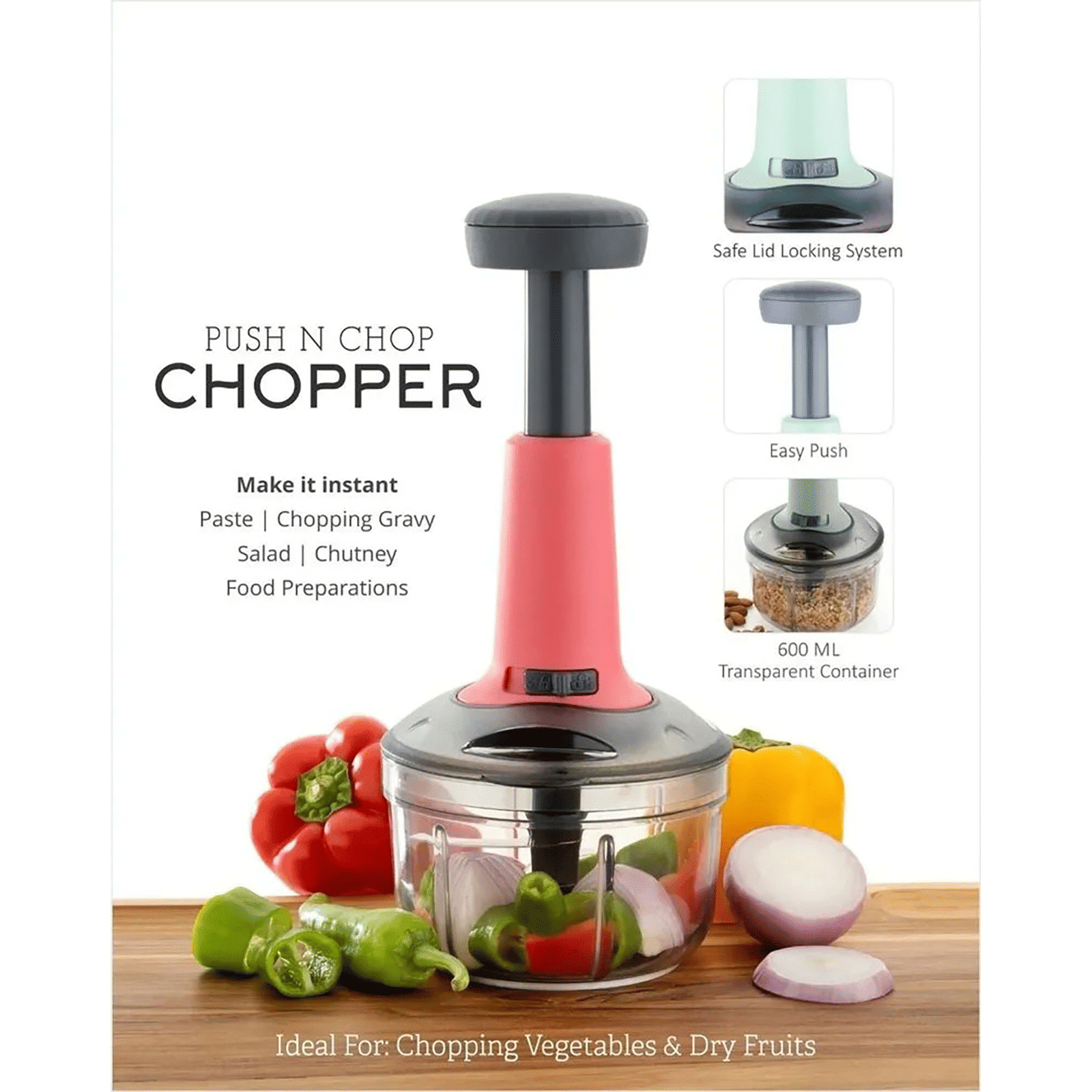 Buy MILCENT Big Vegetable Chopper with 5 Blades (Pink) Online - Croma